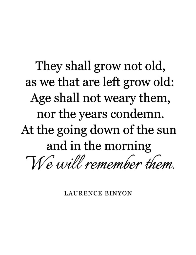 We Will Remember Them Quote, Laurence Binyon - Literary Poster ...