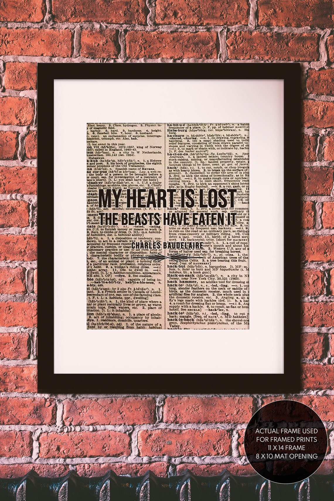 My Heart is Lost Quote Charles Baudelaire Literary Poster / - Etsy