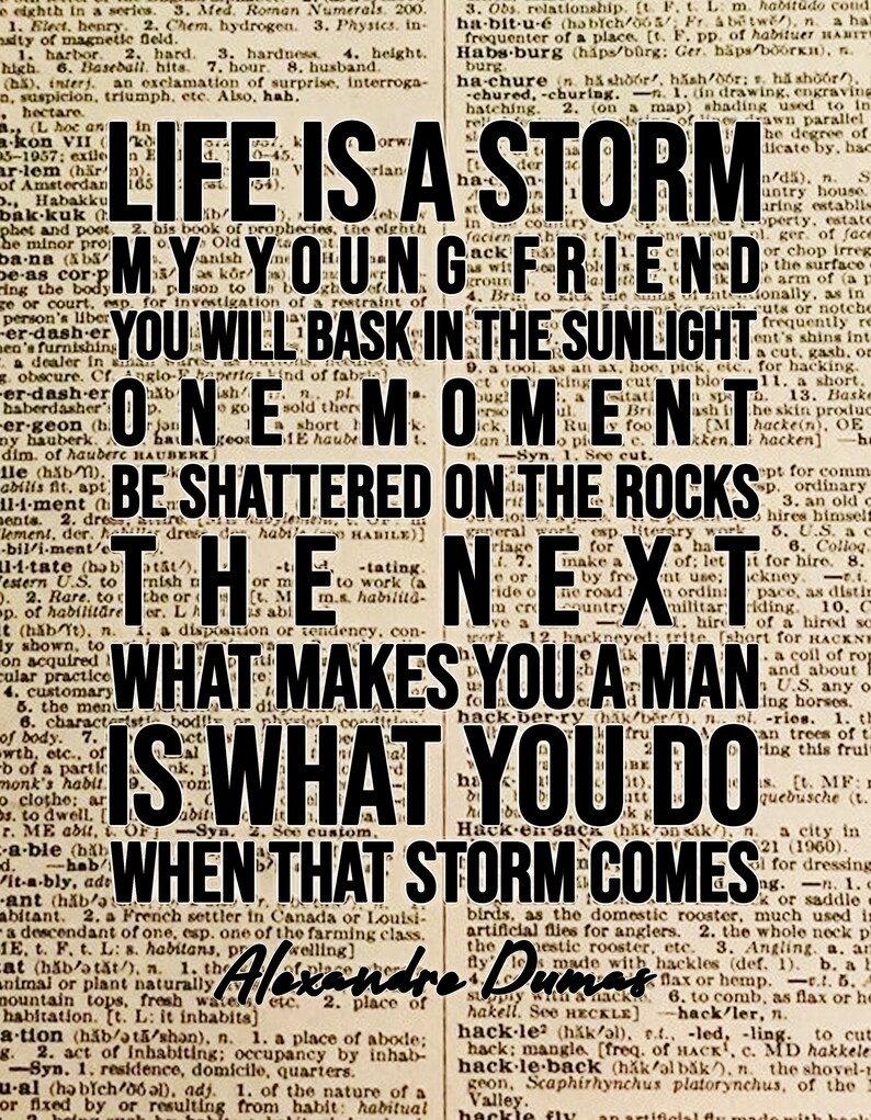Life is A Storm Quote Alexandre Dumas Literary Poster / | Etsy
