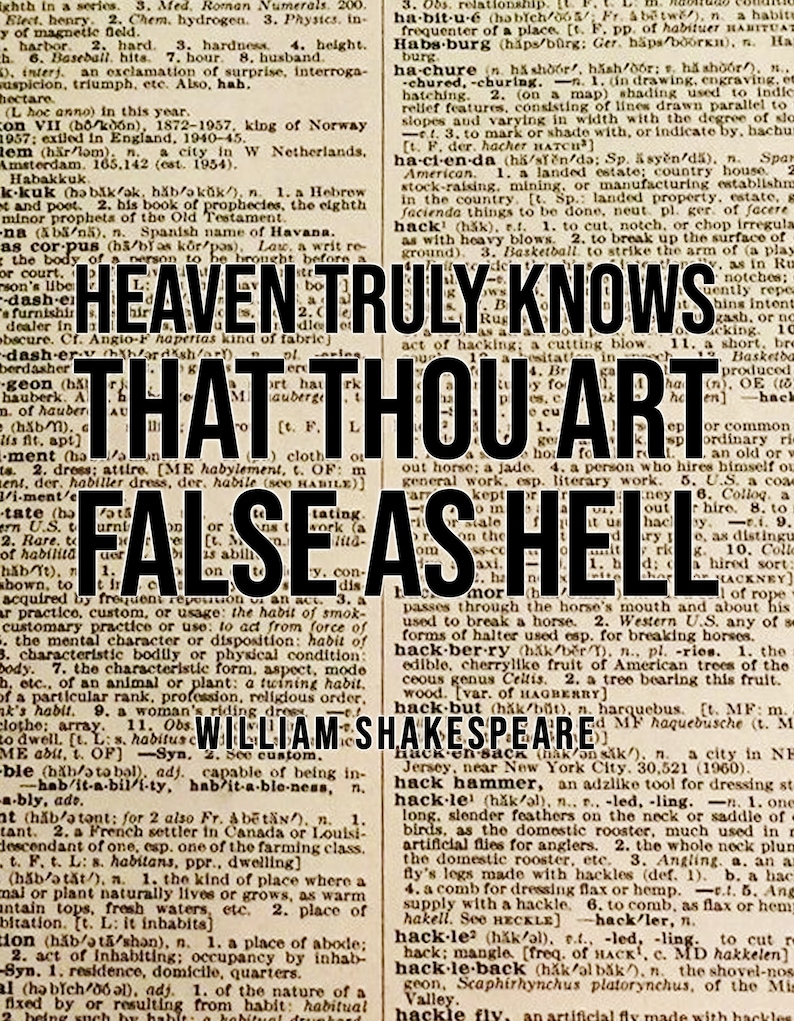 False as Hell Quote William Shakespeare Literary Poster / | Etsy