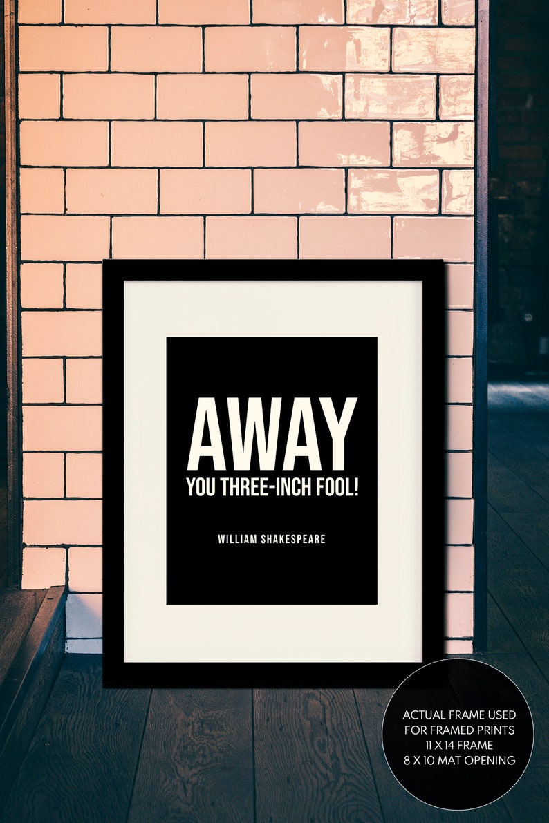 Three-Inch Fool Quote William Shakespeare literary poster / | Etsy