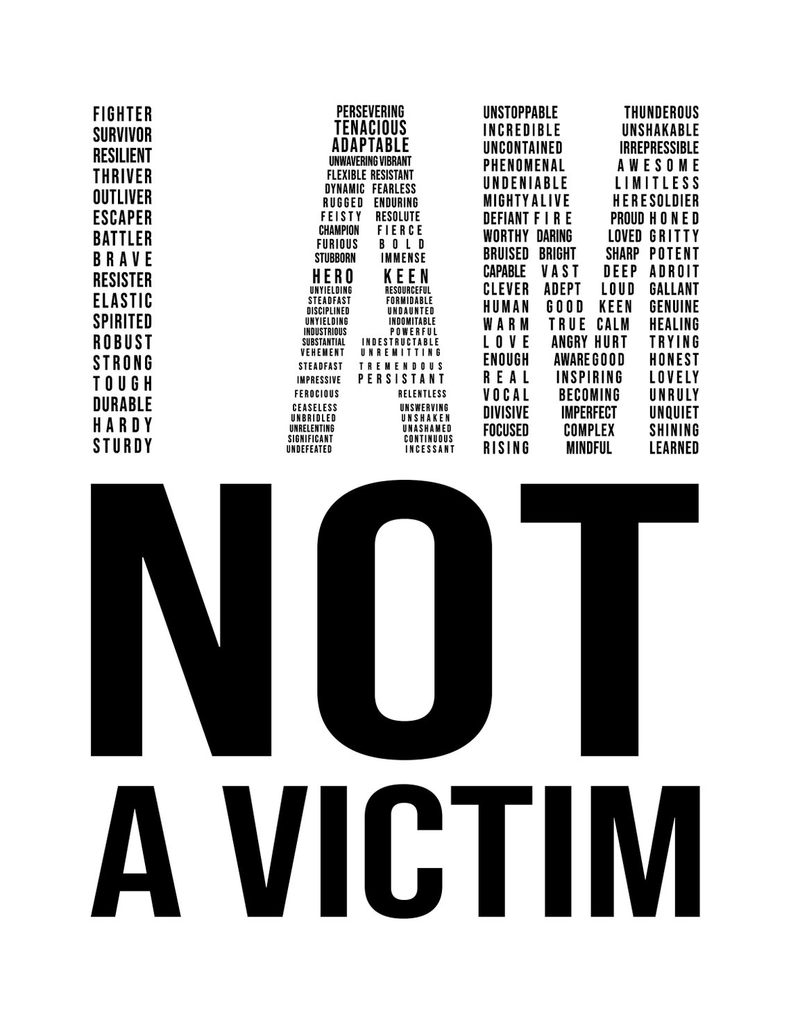 I Am Not A Victim empowerment poster / inspirational quote / | Etsy