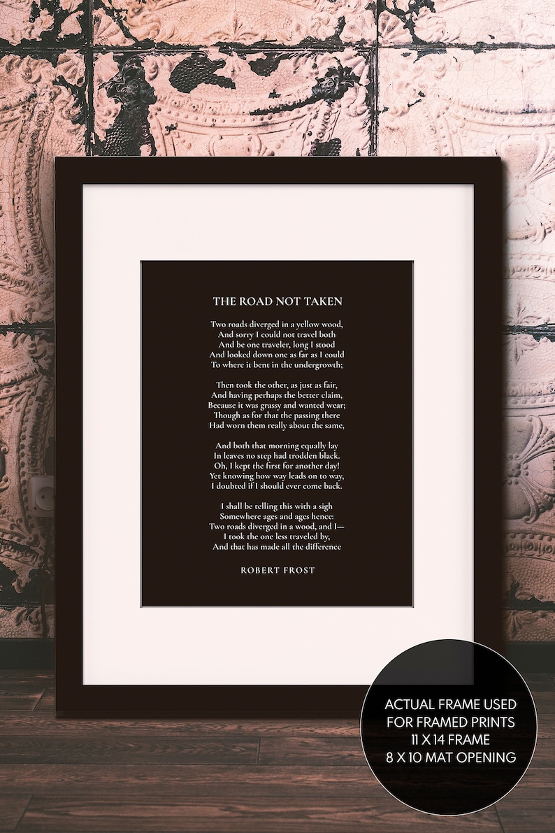 The Road Not Taken Full Poem Robert Frost Literary Poster - Etsy