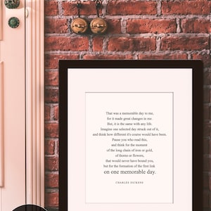 One Memorable Day Quote - Charles Dickens, Literary Poster / Literary ...