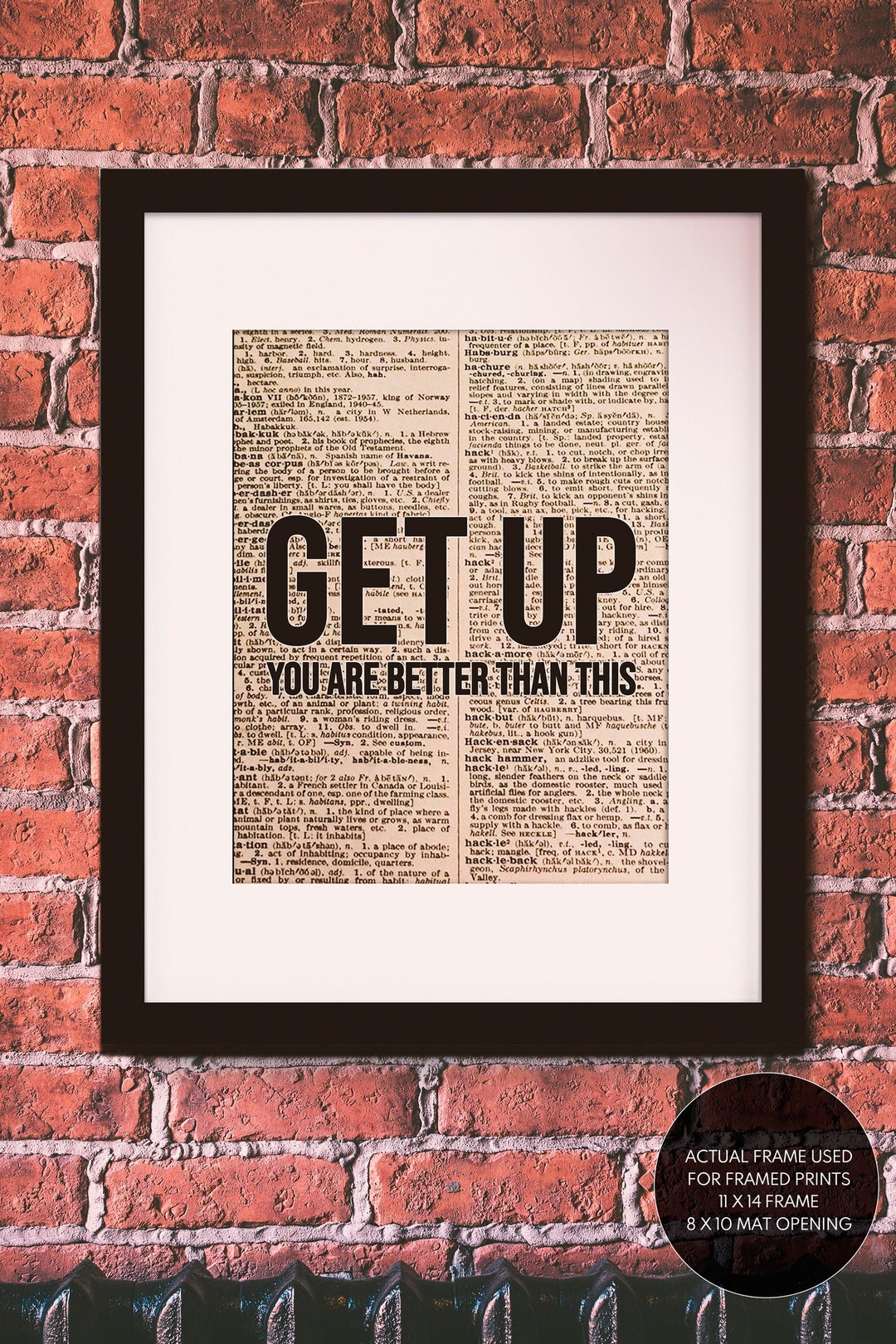 Get up Dictionary Print / Motivational Quote / Art Print - Etsy
