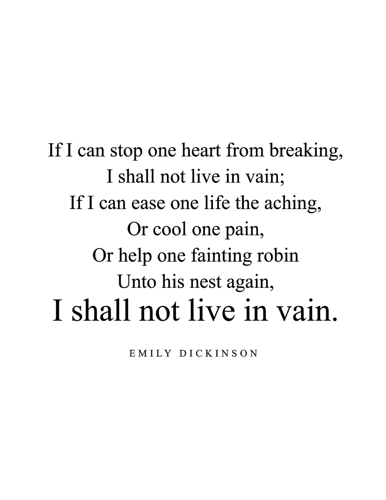 If I Can Stop One Heart From Breaking - Emily Dickinson, Literary ...