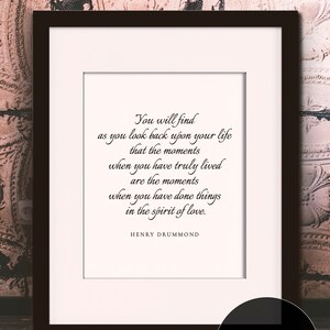 The Spirit of Love, Quote / Henry Drummond, Literary Poster / Literary ...