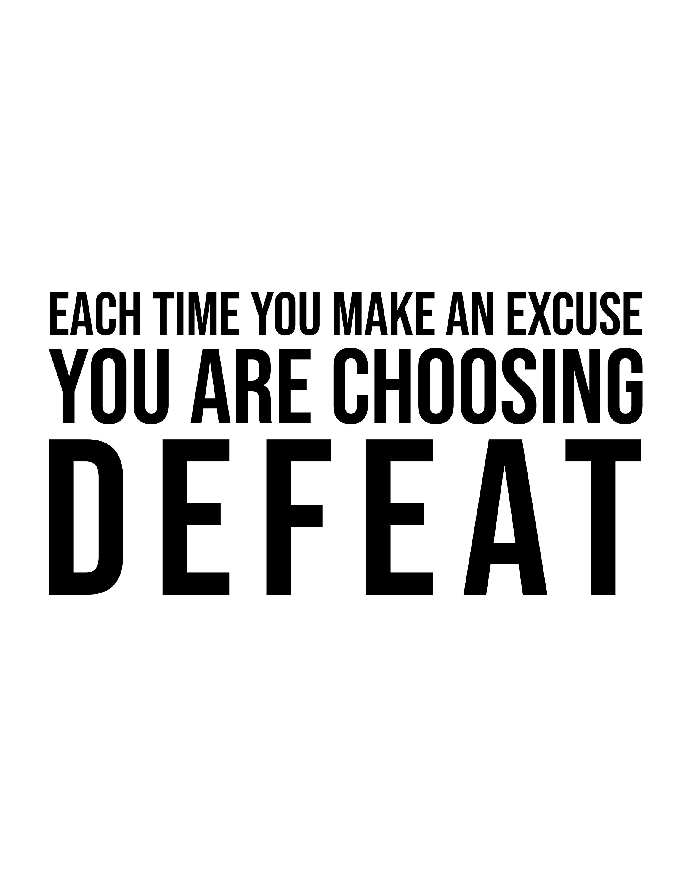 You Are Choosing Defeat Motivational Poster / Inspirational - Etsy