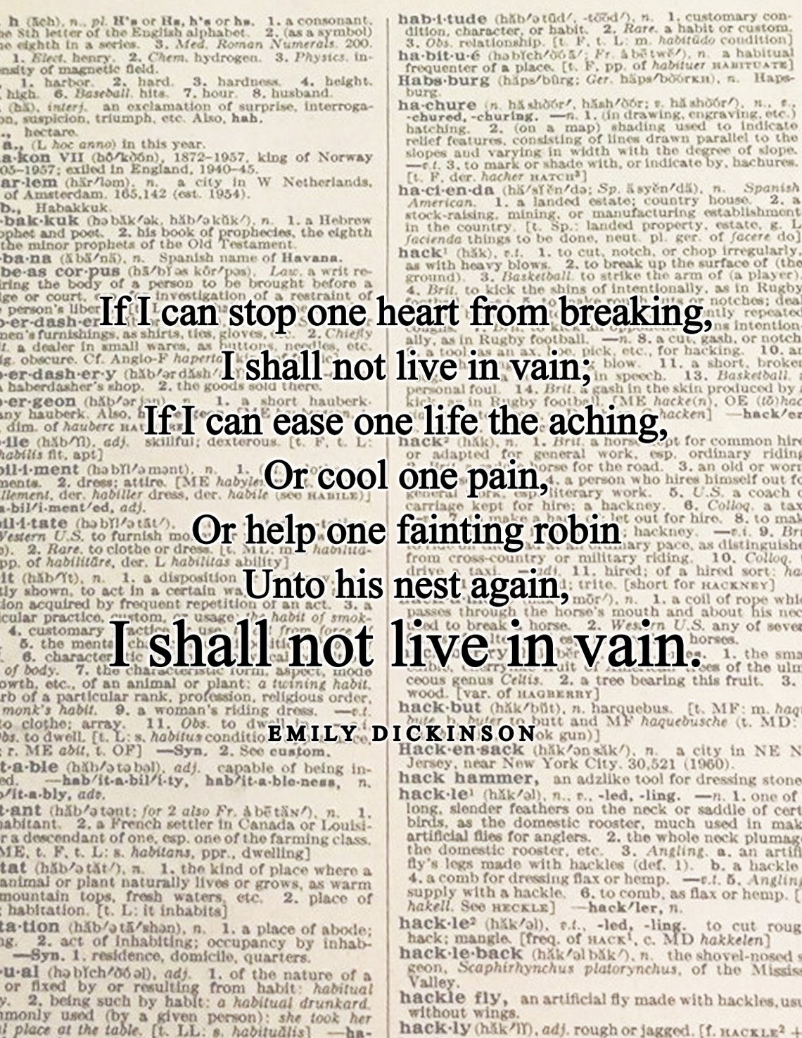 If I Can Stop One Heart From Breaking Emily Dickinson - Etsy
