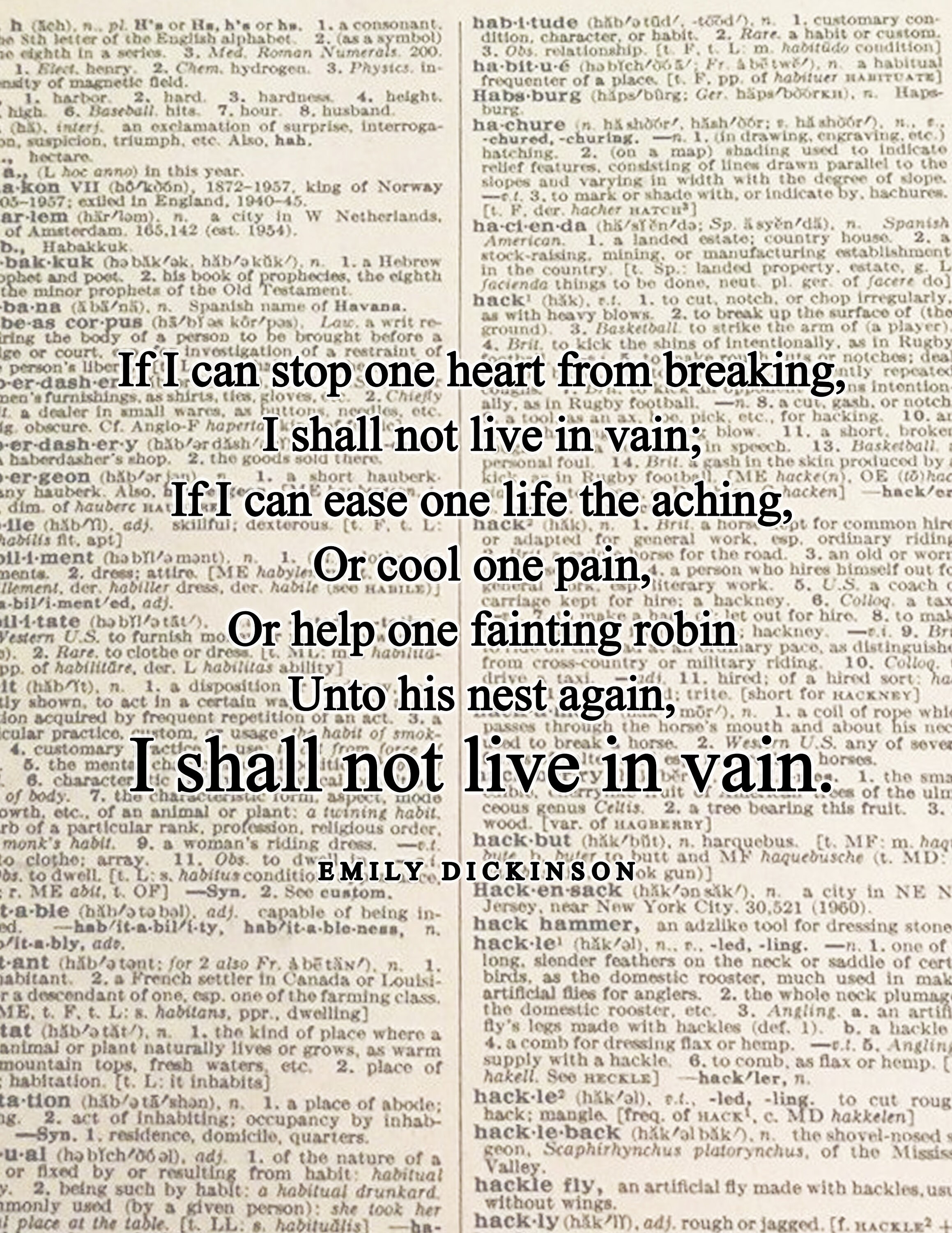 If I Can Stop One Heart From Breaking - Emily Dickinson, Literary ...