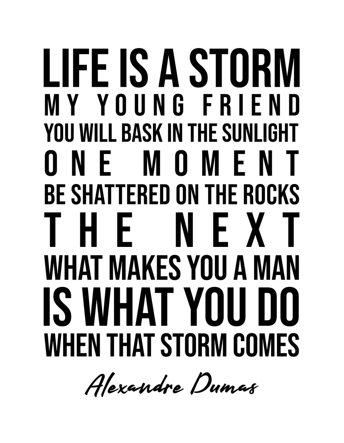 Life is A Storm Quote Alexandre Dumas Literary Poster / - Etsy