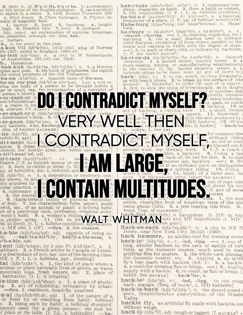 I Contain Multitudes Quote Walt Whitman Literary Poster / - Etsy