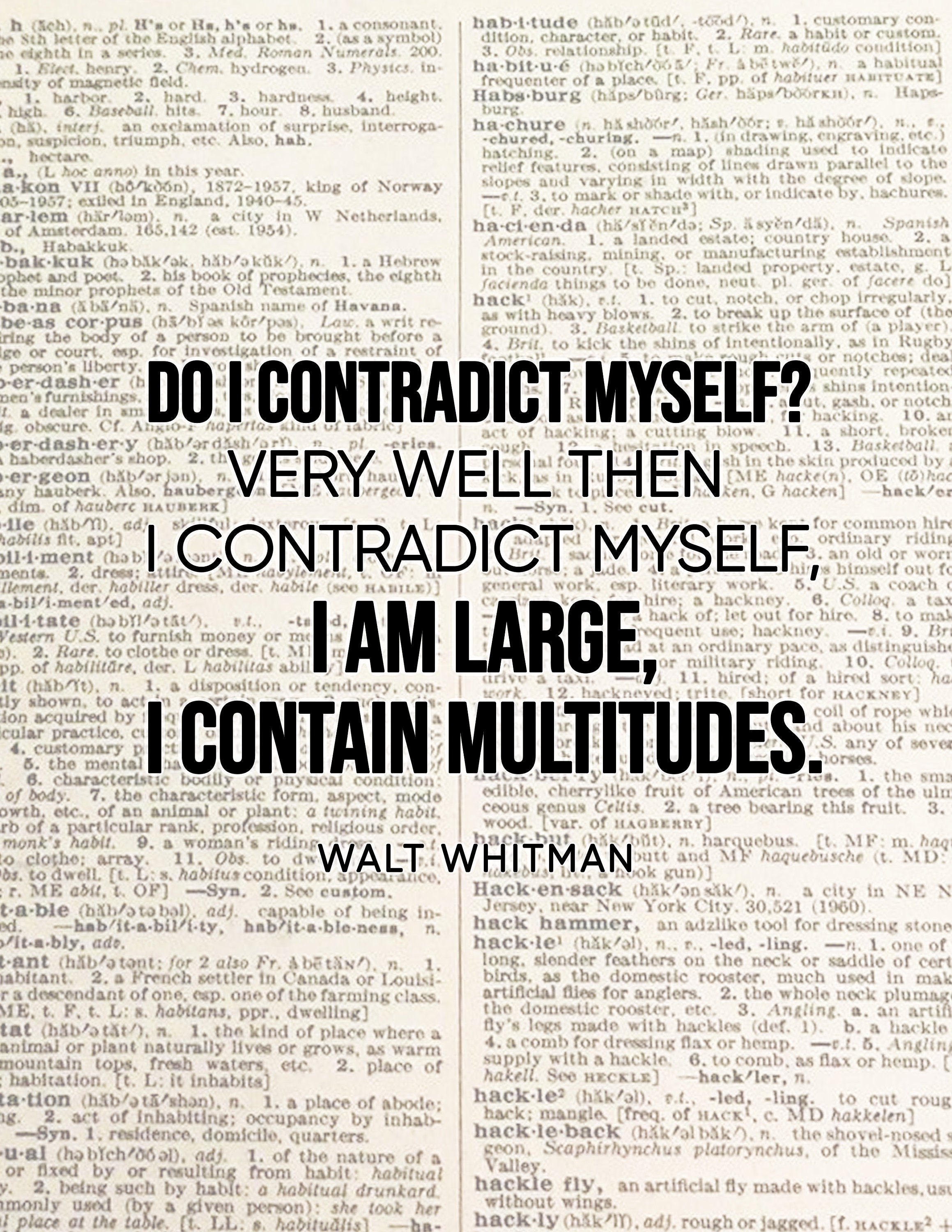 I Contain Multitudes Quote Walt Whitman Literary Poster / - Etsy