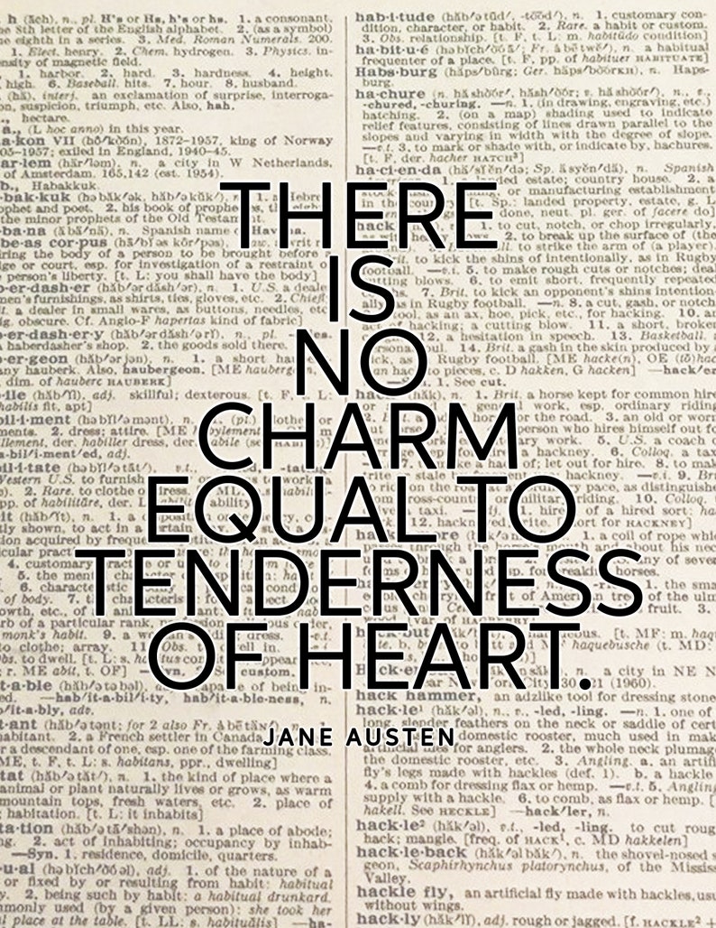 Tenderness of Heart Quote Jane Austen Literary Poster / - Etsy
