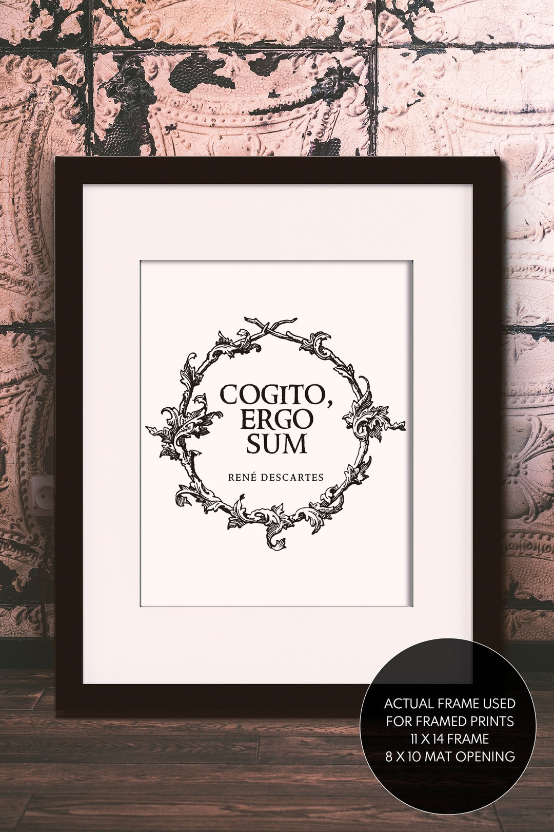Cogito Ergo Sum Quote - René Descartes, Literary Poster / Literary ...