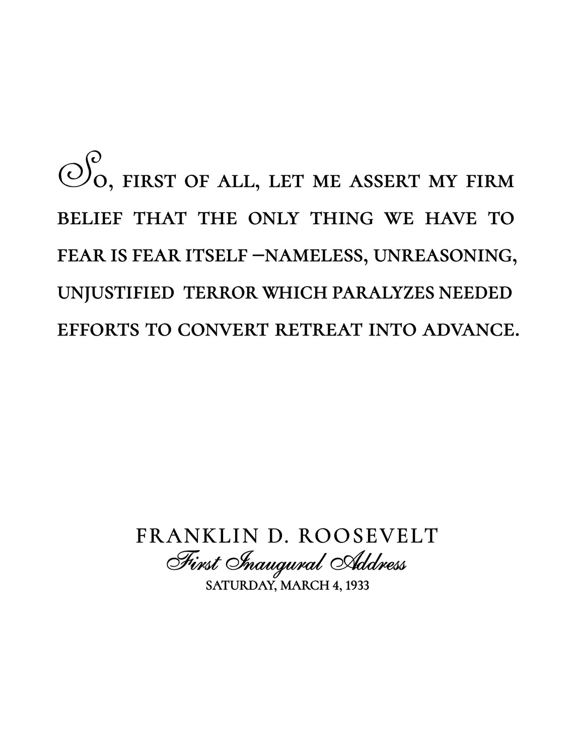 Franklin D. Roosevelt's First Inaugural Address Literary - Etsy