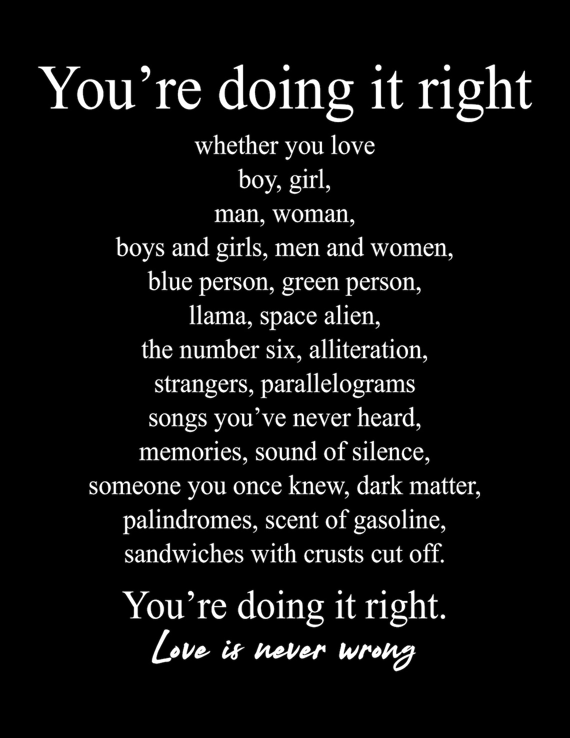 You're Doing It Right LGBTQ Empowerment poster / LGBTQ | Etsy