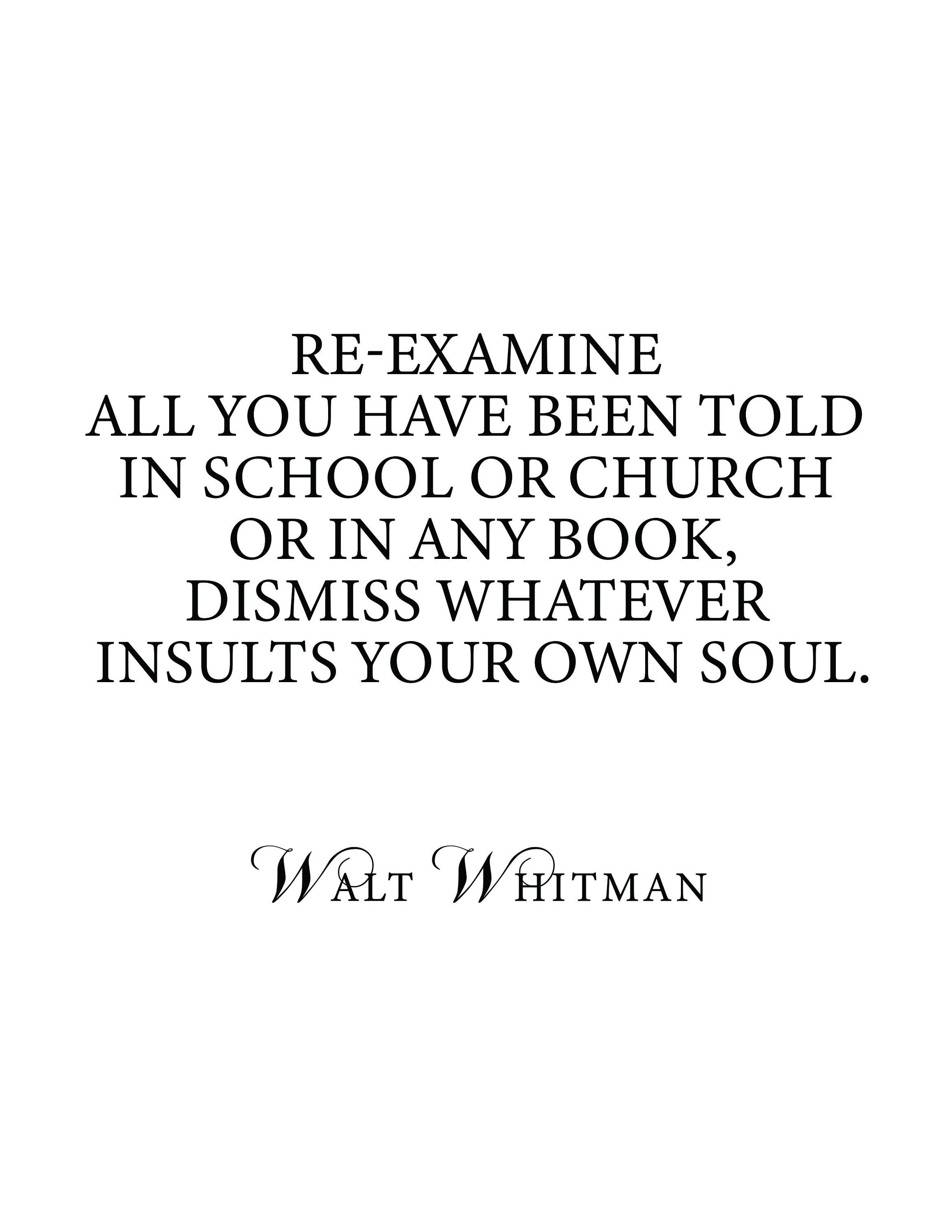 Re-examine All You Have Been Told Quote Walt Whitman - Etsy