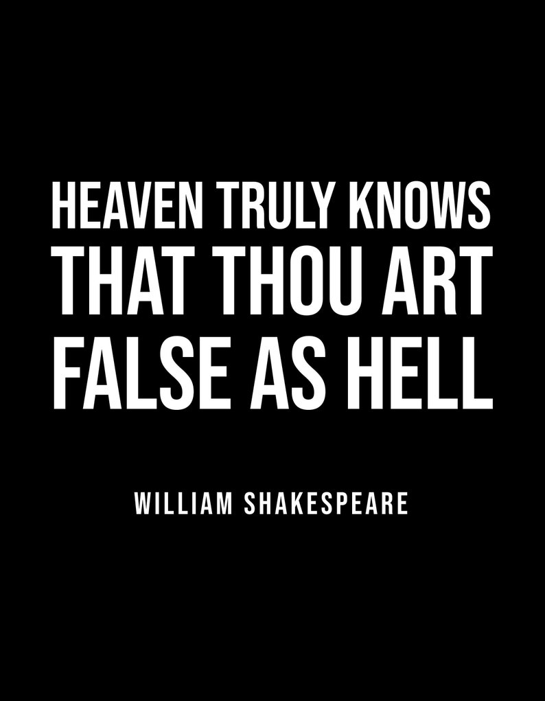 False as Hell Quote William Shakespeare Literary Poster / | Etsy