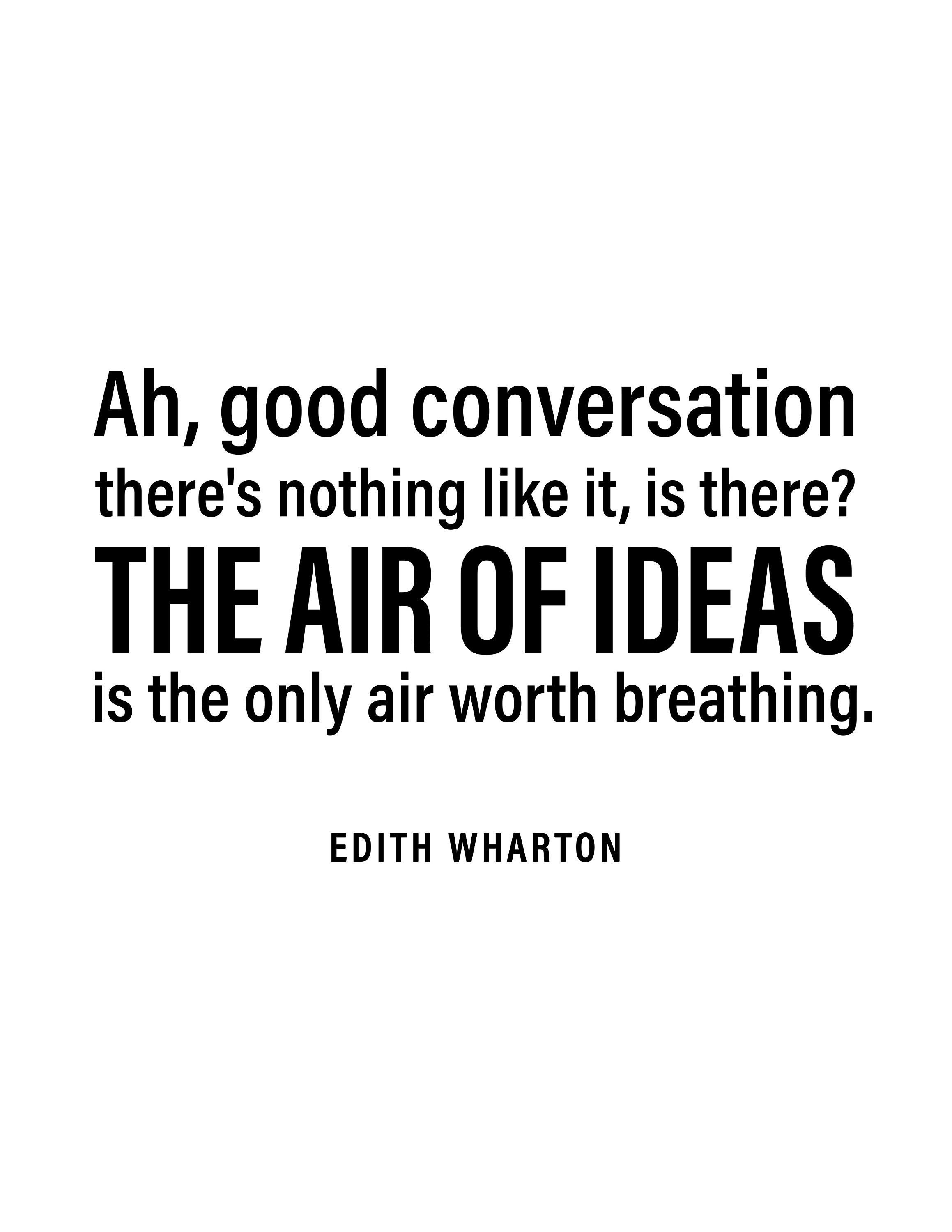 Good Conversation, Quote - Edith Wharton, Literary Poster / Literary ...