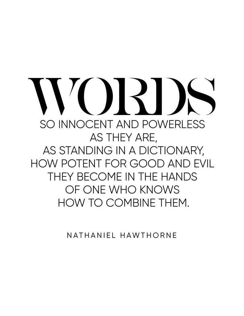 Words so Innocent and Powerless Quote / Nathaniel Hawthorne - Etsy