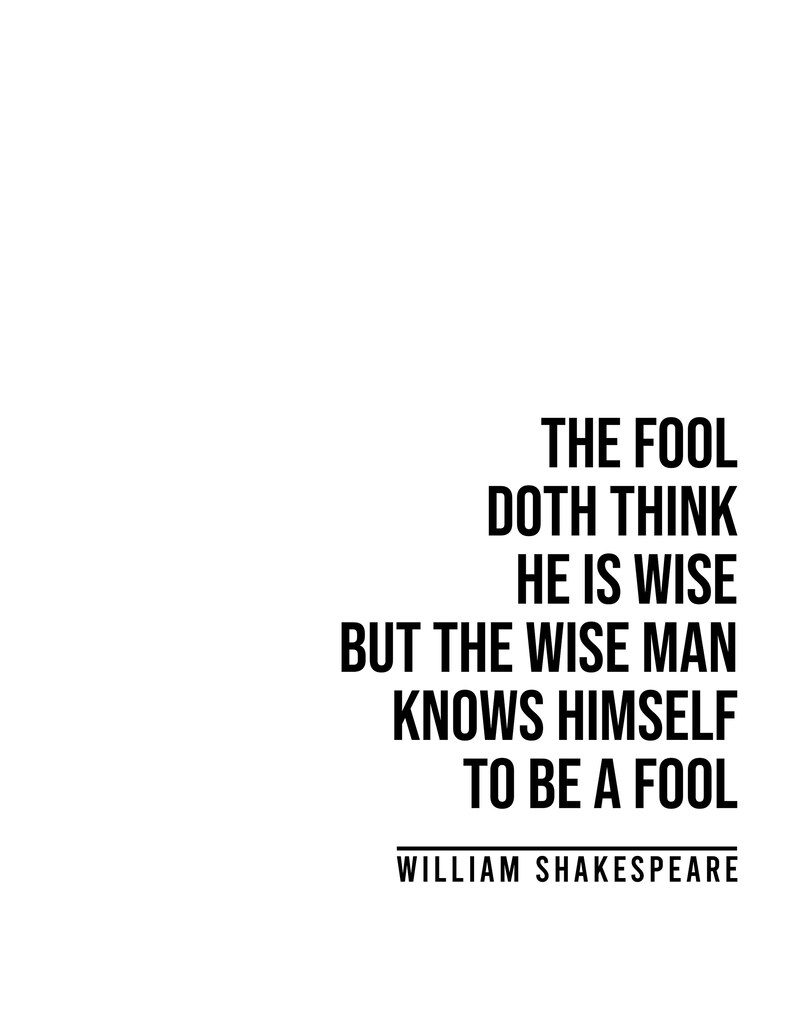 The Fool Quote William Shakespeare Literary Poster / - Etsy
