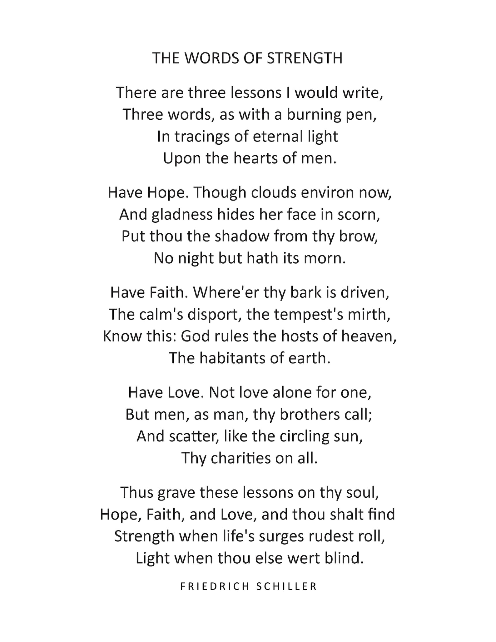 The Words of Strength Poem Friedrich Schiller Literary - Etsy