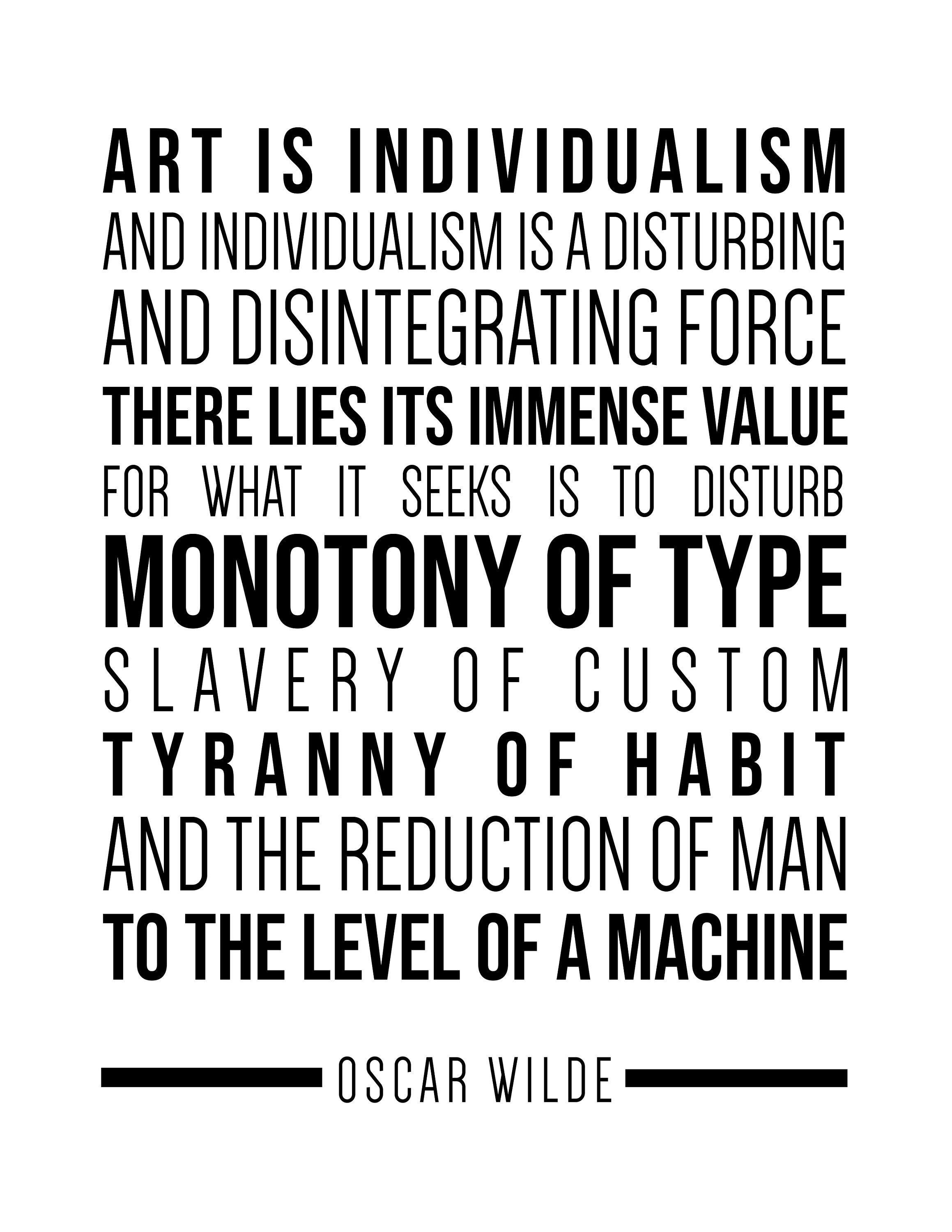 Art is Individualism Quote - Oscar Wilde, Literary Poster / Dictionary ...