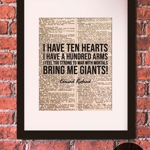 Bring Me Giants Quote, Edmond Rostand, Literary Poster / Literary ...