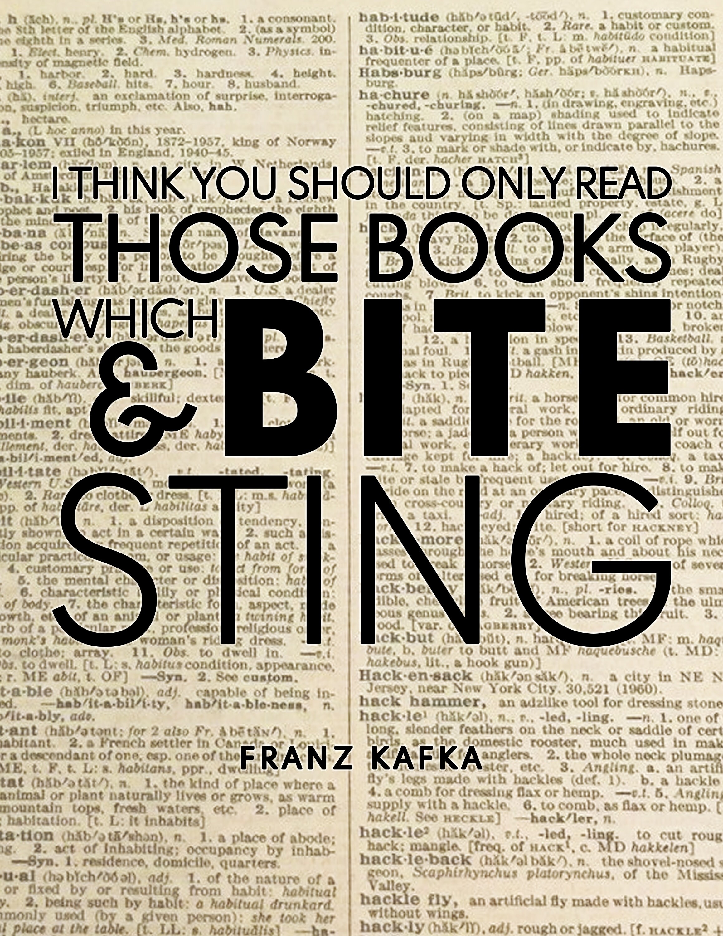 Bite and Sting Quote Franz Kafka Dictionary Print / - Etsy