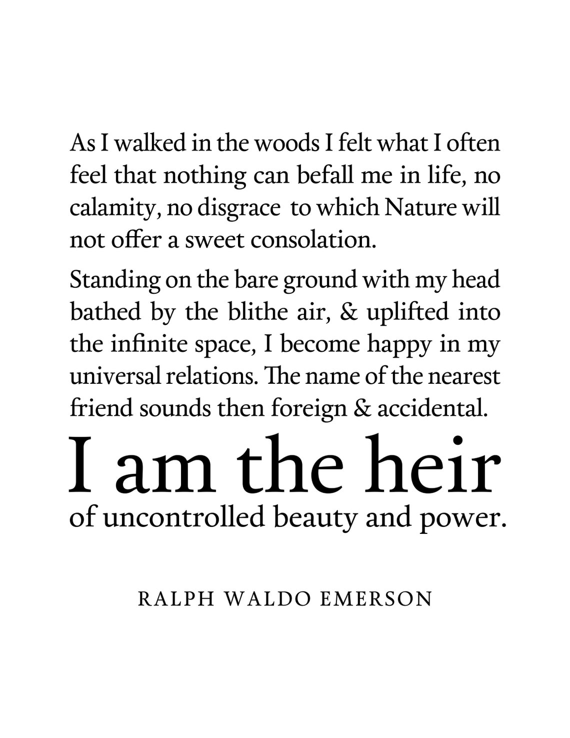 Uncontained Beauty and Power Quote Ralph Waldo Emerson - Etsy