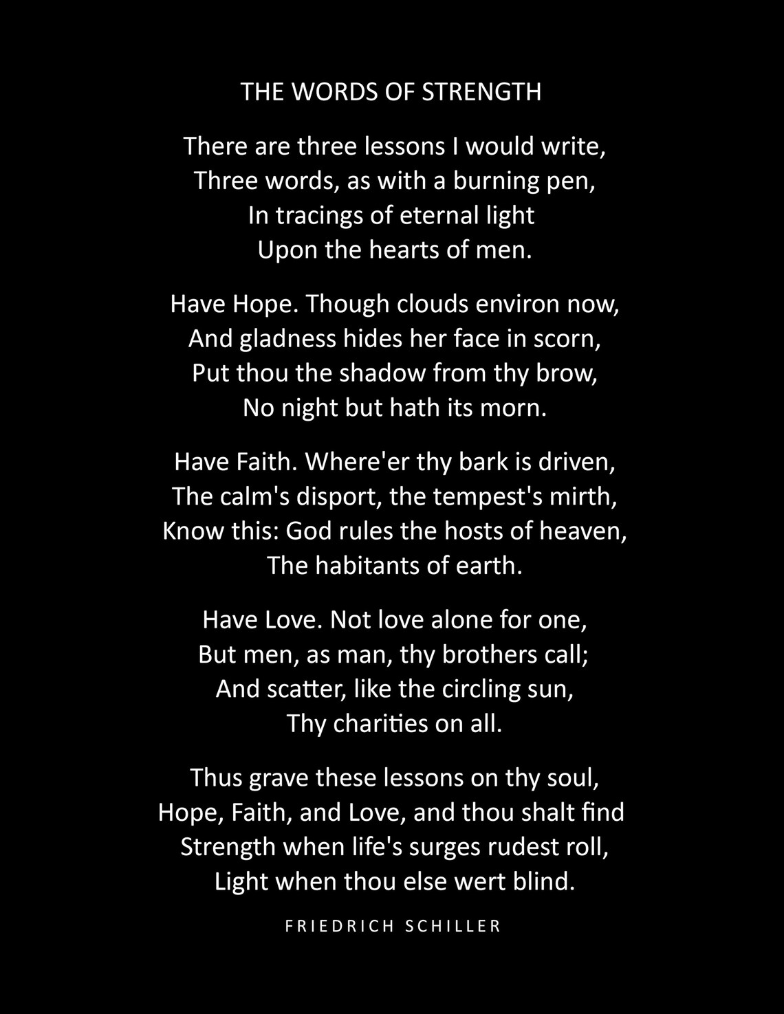 The Words of Strength Poem Friedrich Schiller Literary - Etsy