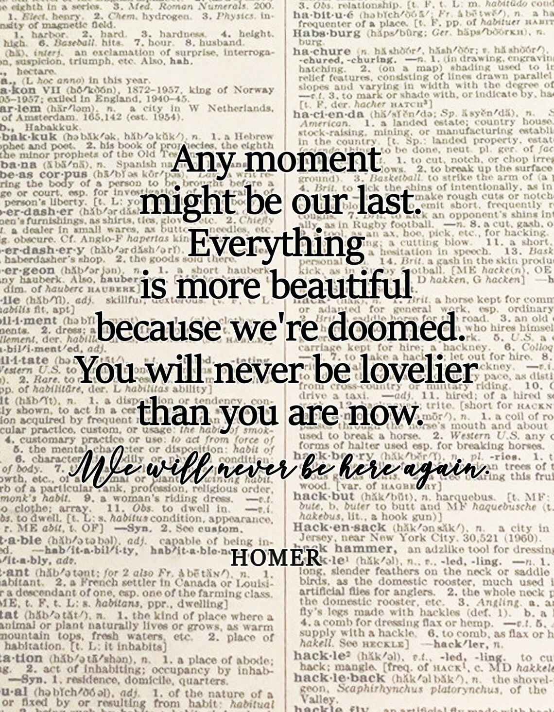 Everything is More Beautiful /the Iliad/ Homer - Dictionary Art Print ...