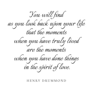 The Spirit of Love, Quote / Henry Drummond, Literary Poster / Literary ...