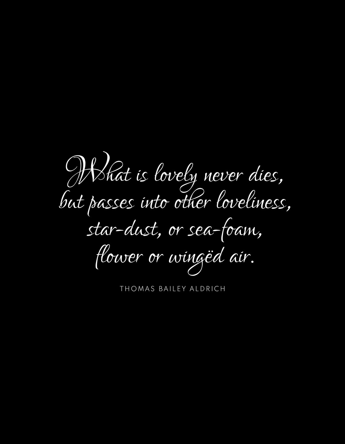 What is Lovely Never Dies, Thomas Bailey Aldrich - Literary Poster ...