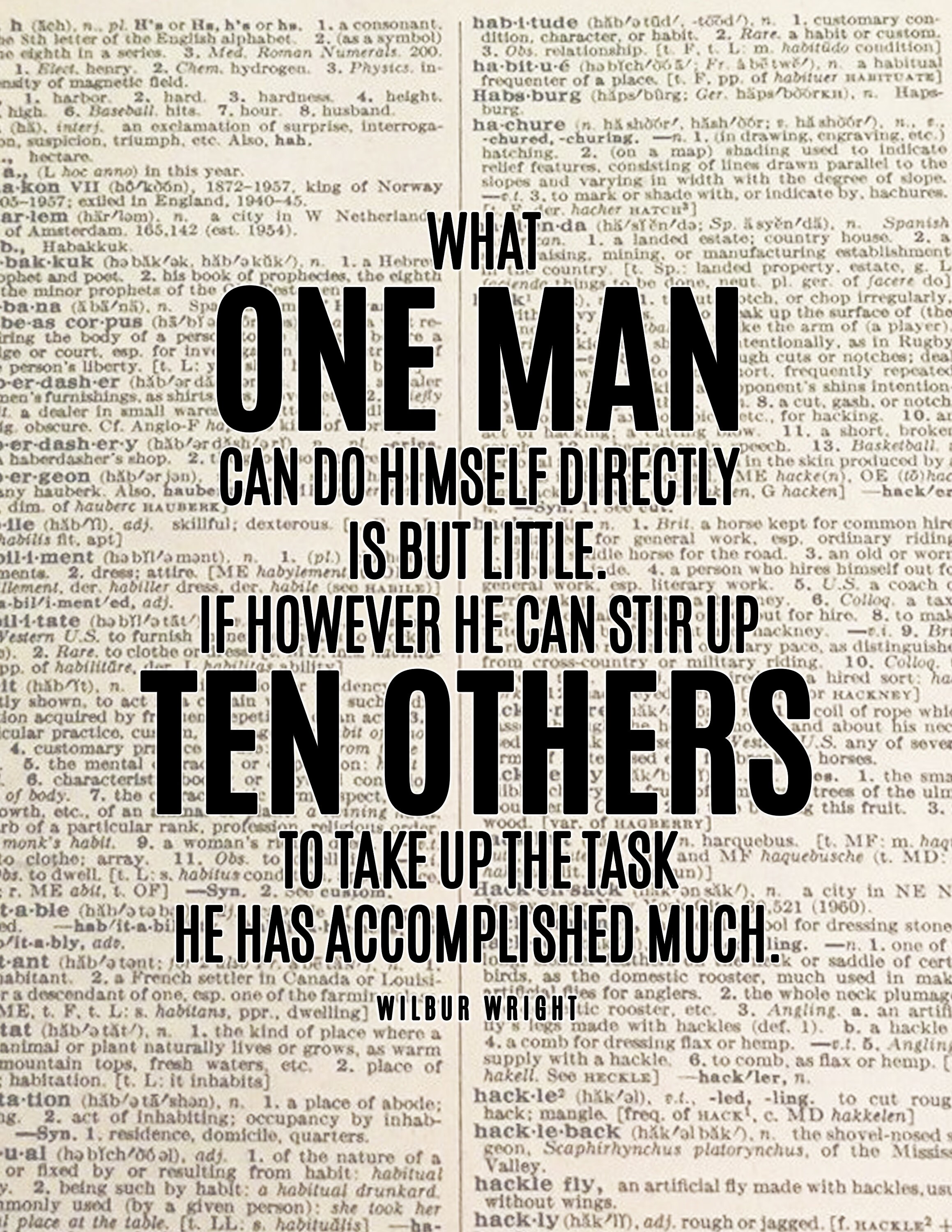 What One Man Can Do Quote Wilbur Wright Literary Poster / | Etsy