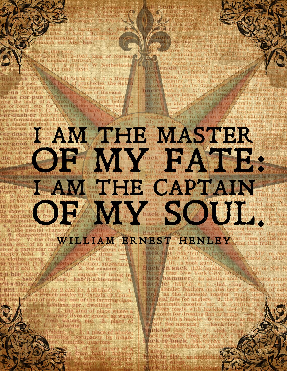 I Am the Master of My Fate William Ernest Henley Literary - Etsy