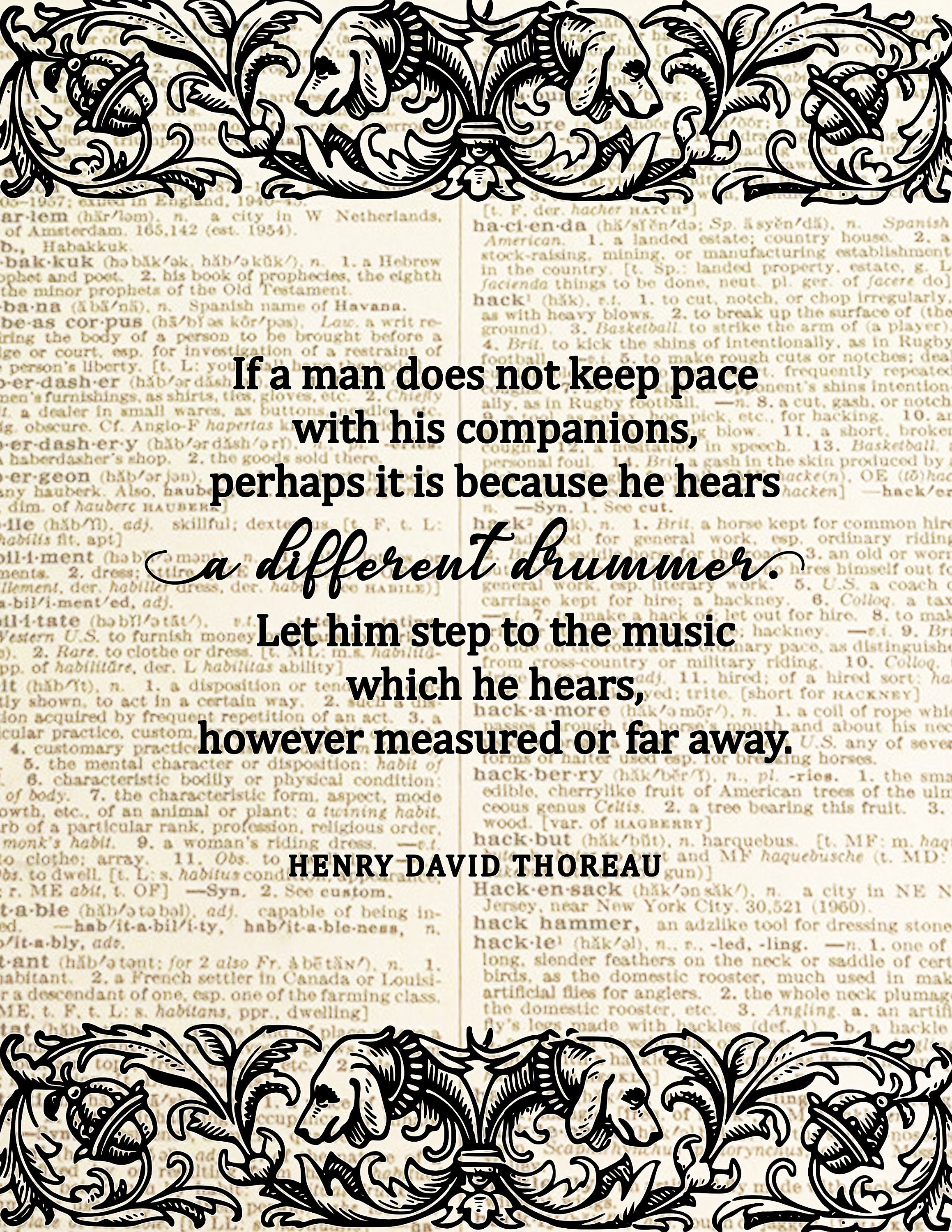 A Different Drummer Quote - Henry David Thoreau, Literary Poster ...