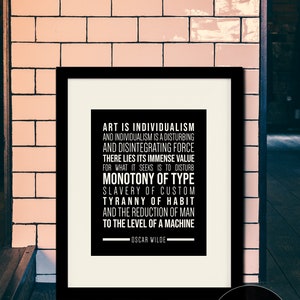 Art is Individualism Quote - Oscar Wilde, Literary Poster / Dictionary ...