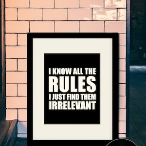 I Know All the Rules - Dictionary Art/ Wall Art / Art Print - Etsy