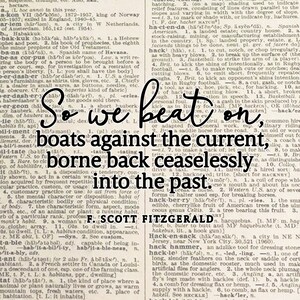 Boats Against the Current, Quote / F. Scott Fitzgerald, Literary Poster ...