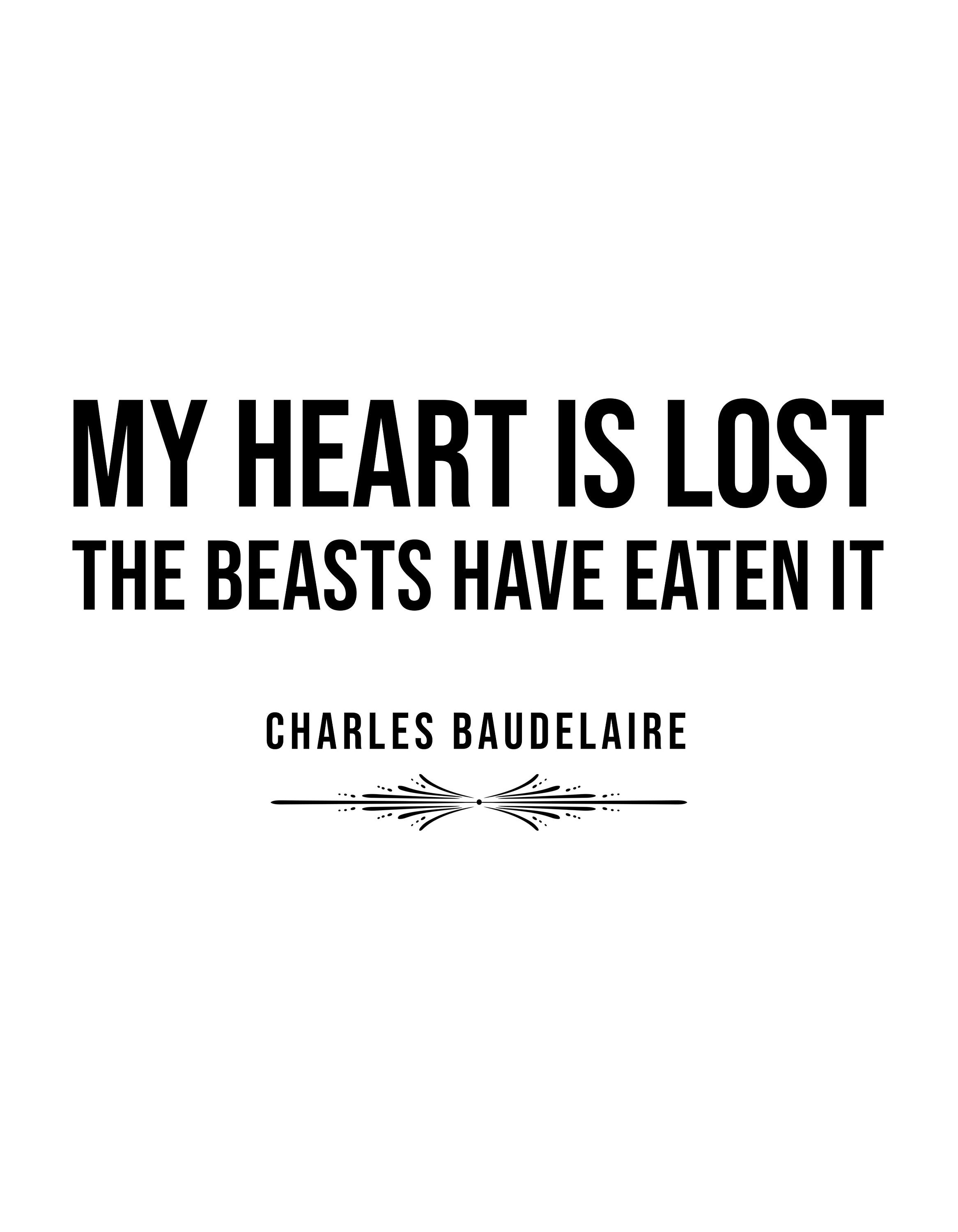 My Heart is Lost Quote Charles Baudelaire Literary Poster / - Etsy