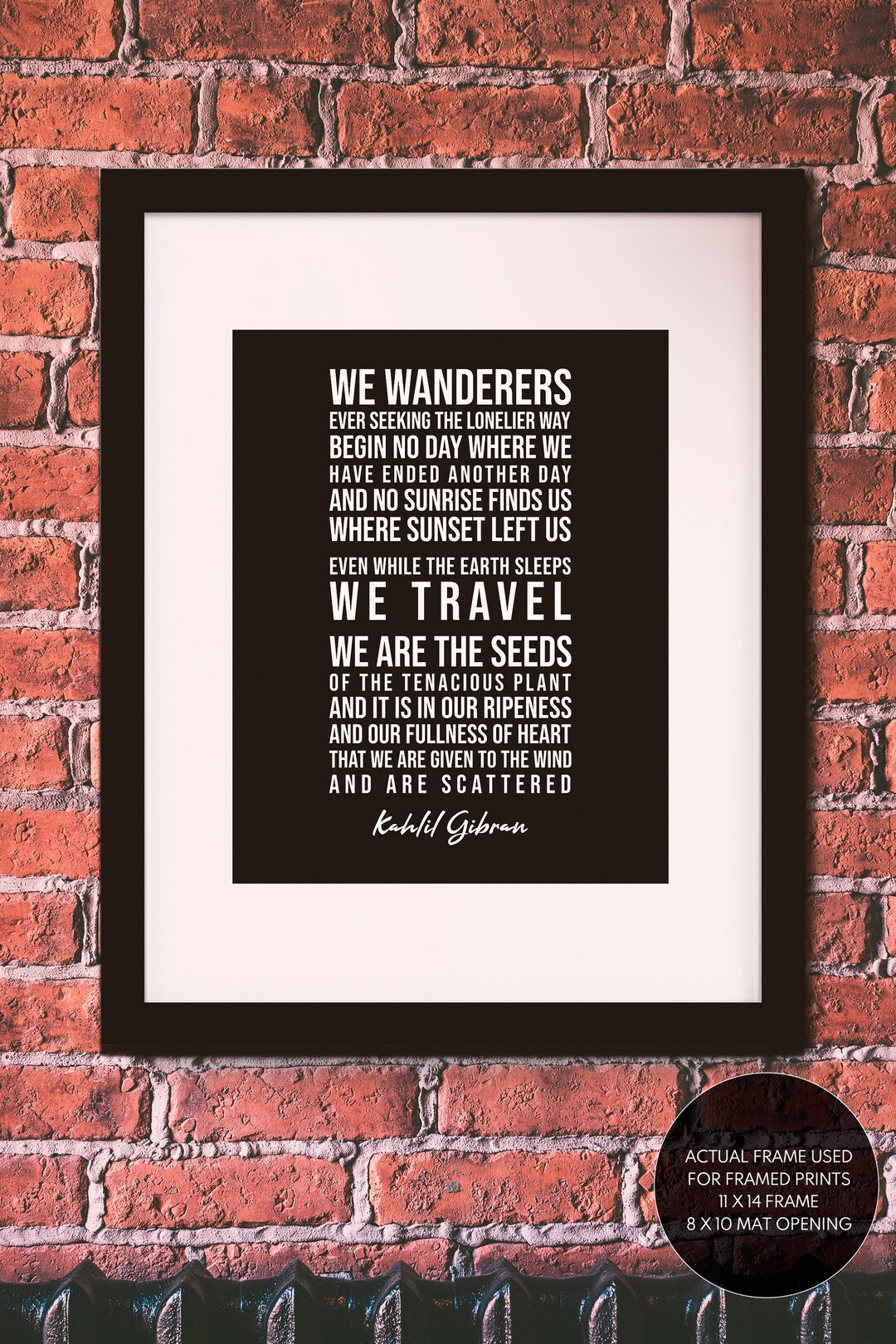 We Wanderers Quote - Kahlil Gibran, Literary Poster / Dictionary Print ...