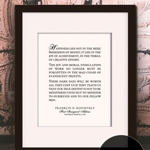 Franklin D. Roosevelt's First Inaugural Address - Literary Poster ...