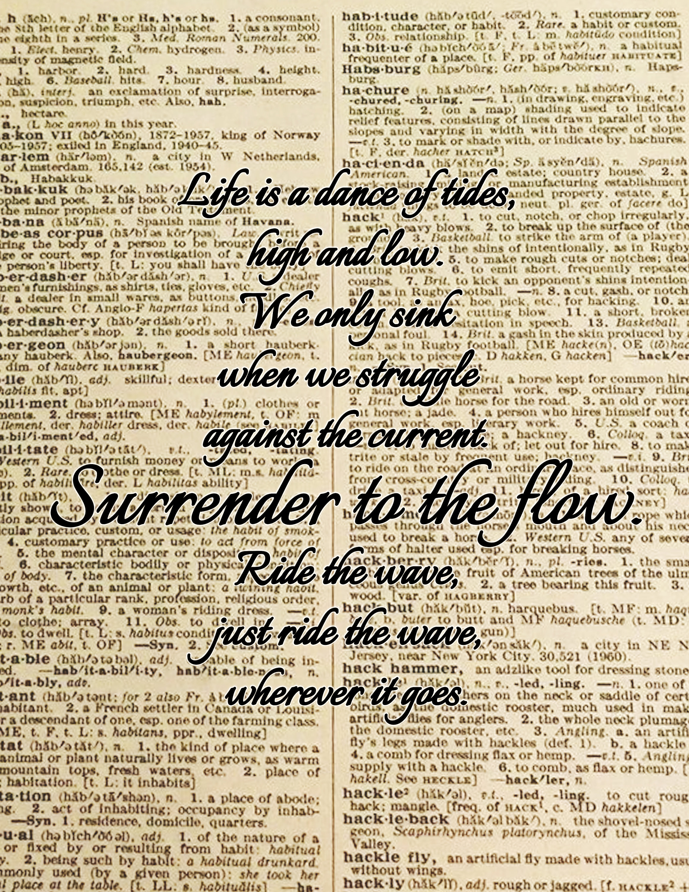 Surrender to the Flow Dictionary Art / Poetry Quote / Art - Etsy