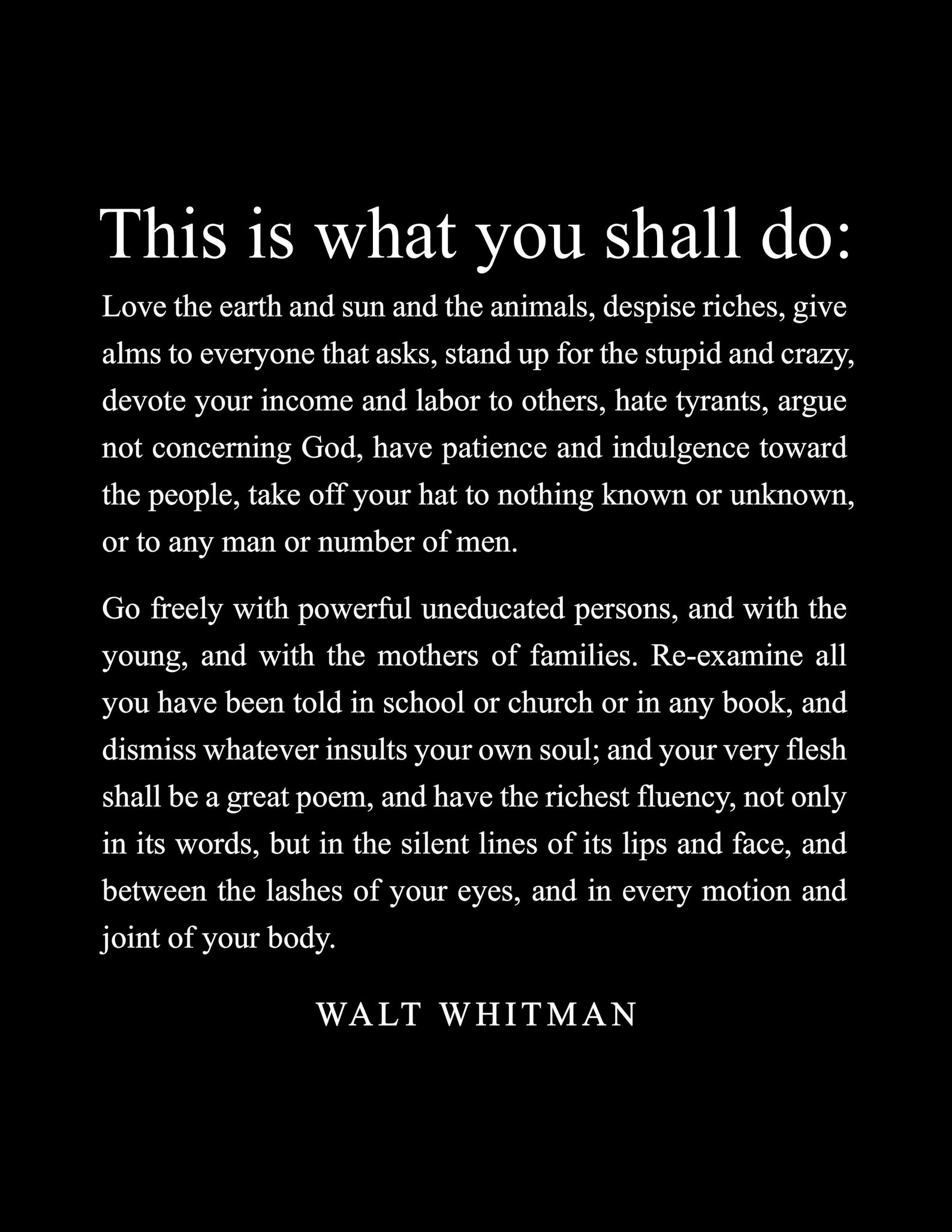 This is What You Shall Do Quote Walt Whitman Literary - Etsy