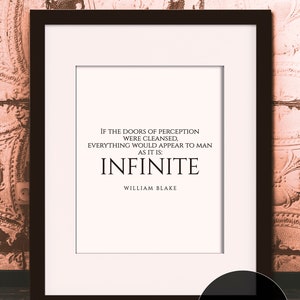The Doors of Perception Quote, William Blake, Literary Poster ...