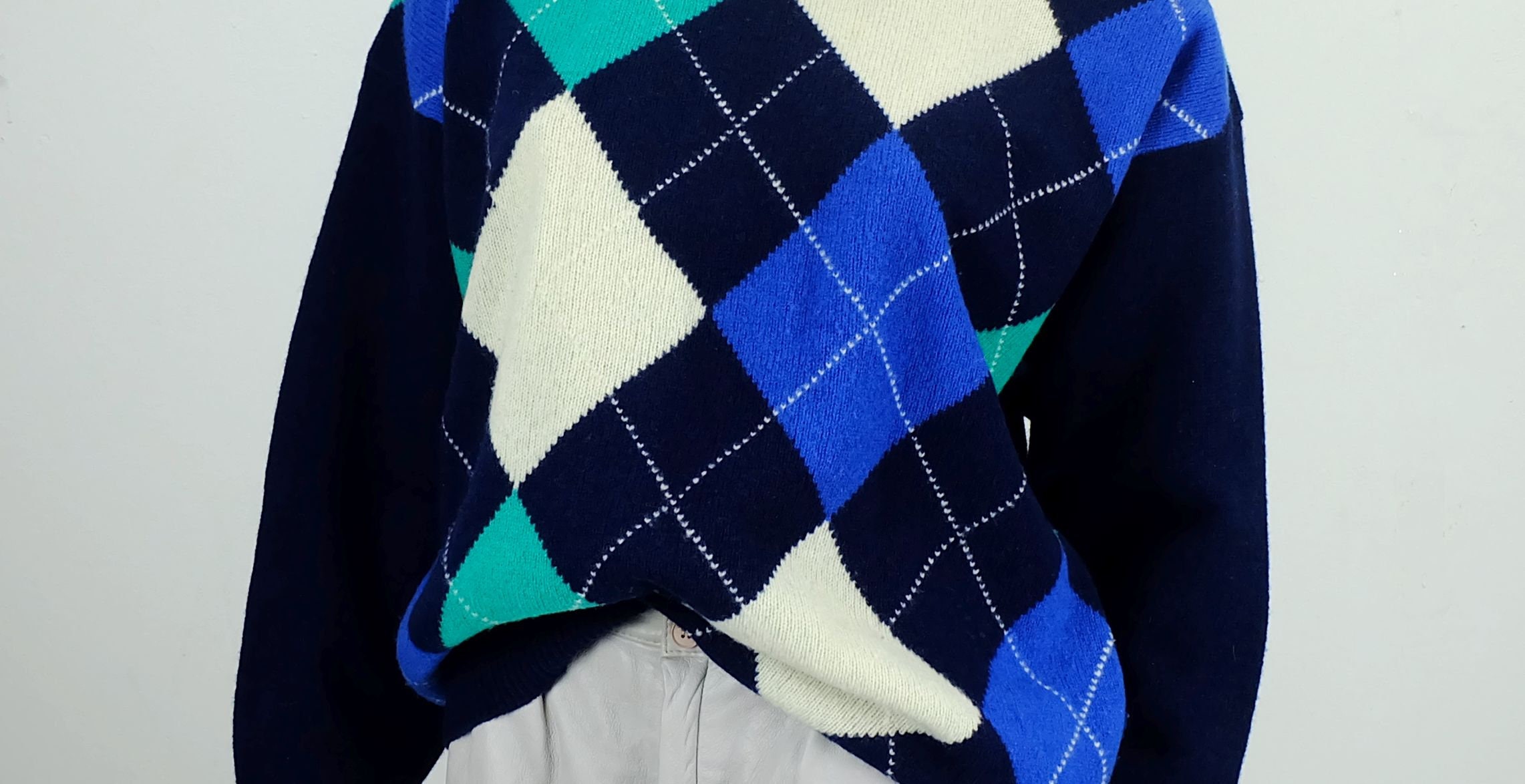 True Vintage 1990s Marco Pecci Argyle Pattern SWEATER Uk 12 to 16 Us 10 ...