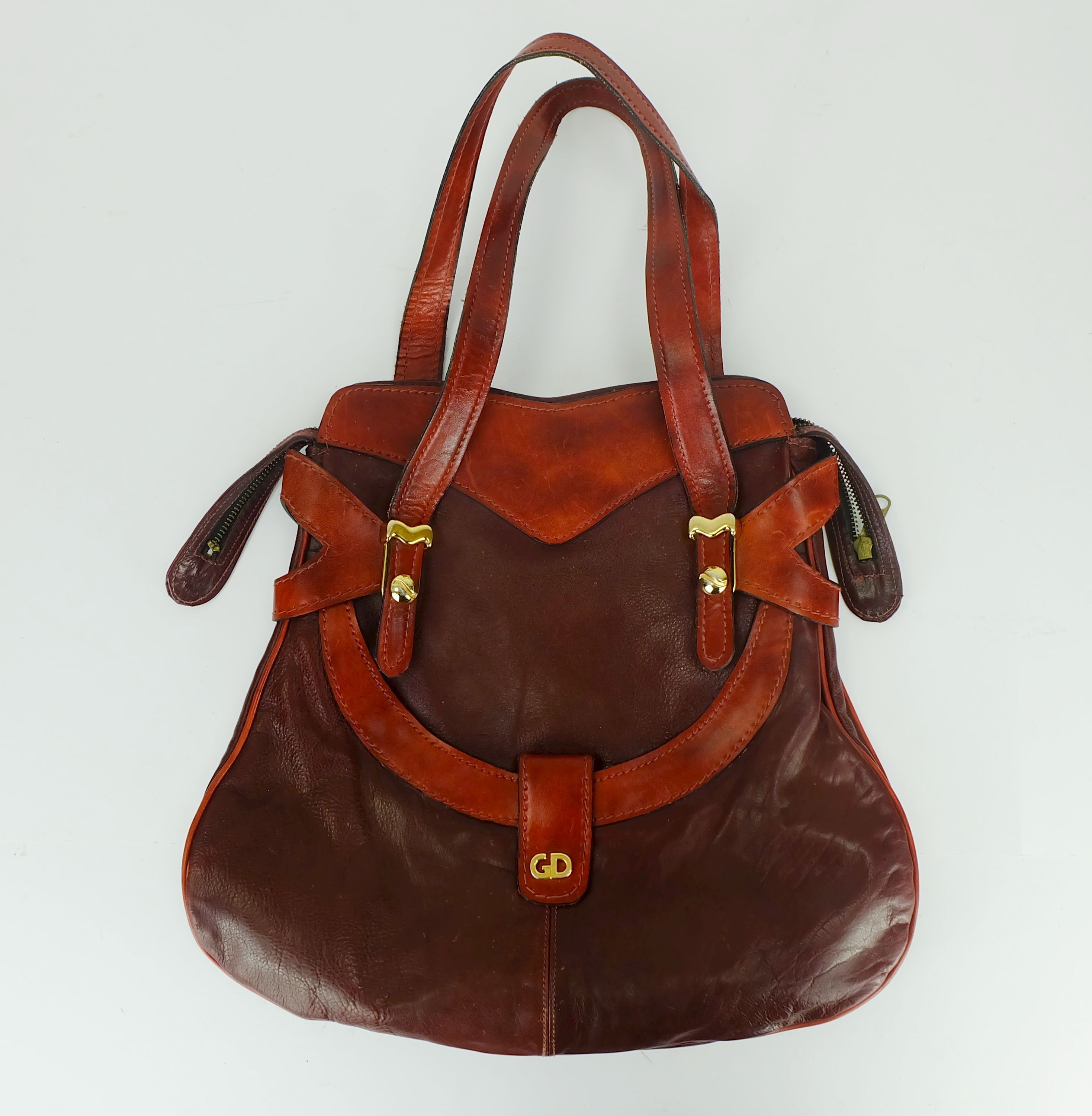 Large 70s 80s GD George Dorian True Vintage HANDBAG Leather in 2 Shades ...