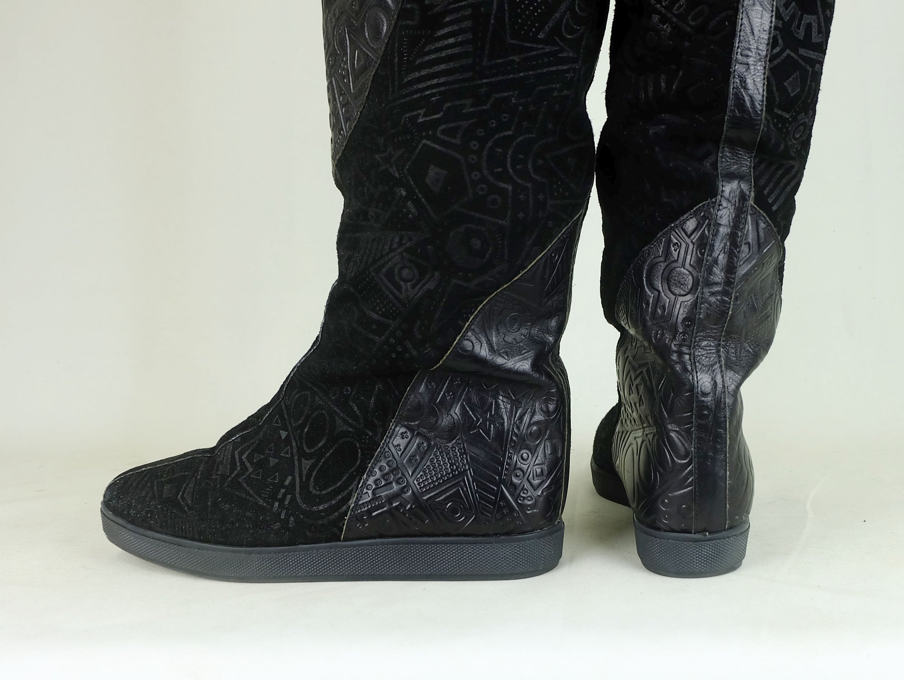 Armando Pollini 80s Boots Black Leather Faux Fur UK 4 US 6 - Etsy